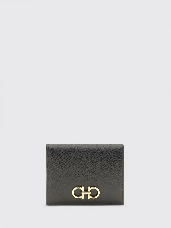 FERRAGAMO Gancini Bifold Wallet In Calf Leather With Coin Pocket - Black
