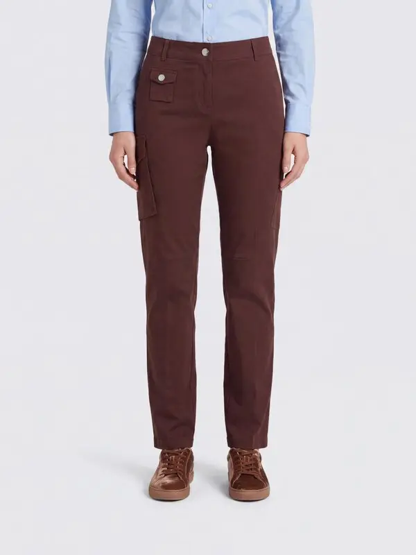GANNI Slim Fit Stretch Organic Cotton Cargo Trousers - Brown