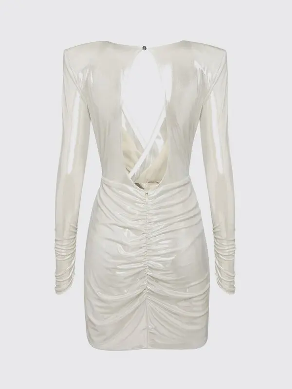 Philipp Plein Lamé Jersey Sheath Mini Dress With Padded Shoulders