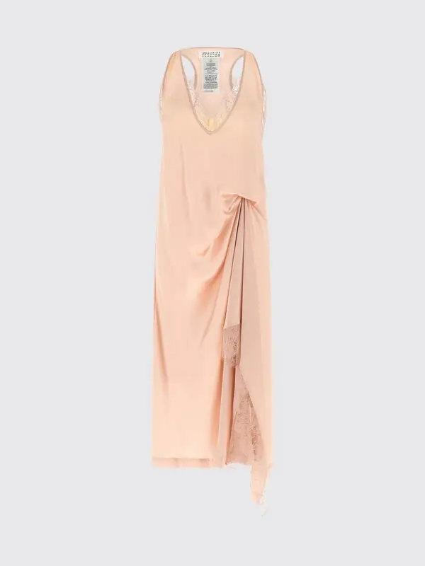 MAISON MARGIELA Midi Slip Dress In Silk-blend With Lace Inserts