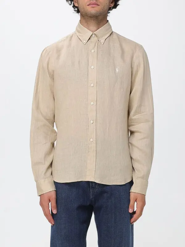 Polo Ralph Lauren Linen Button-down Shirt With Embroidered Pony Logo - Brown