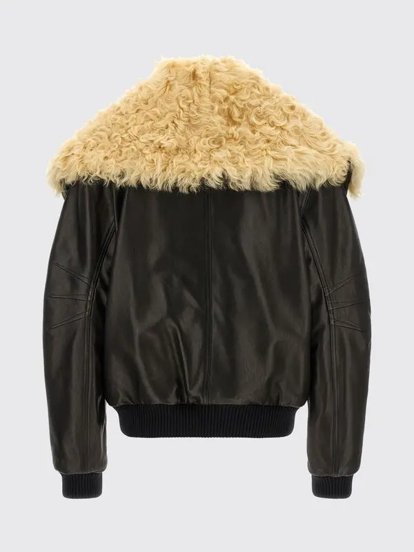 Attico Relaxed Fit Shearling Bomber Jacket With Fur Sailor Collar