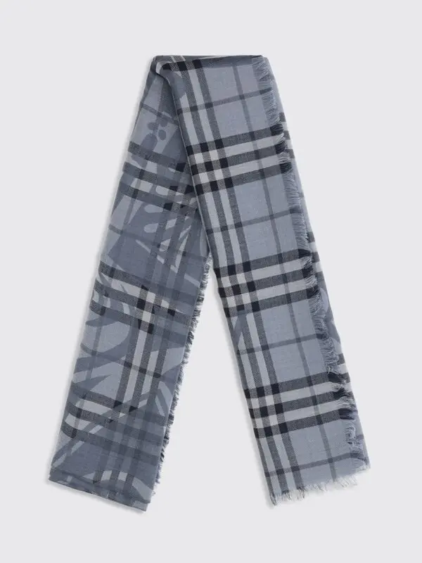 Burberry Check Wool And Silk-blend Scarf With Fringed Edges