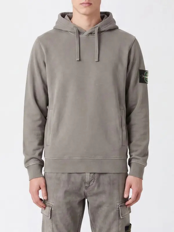 Stone Island Cotton Hoodie With Compass Logo Patch - Grey