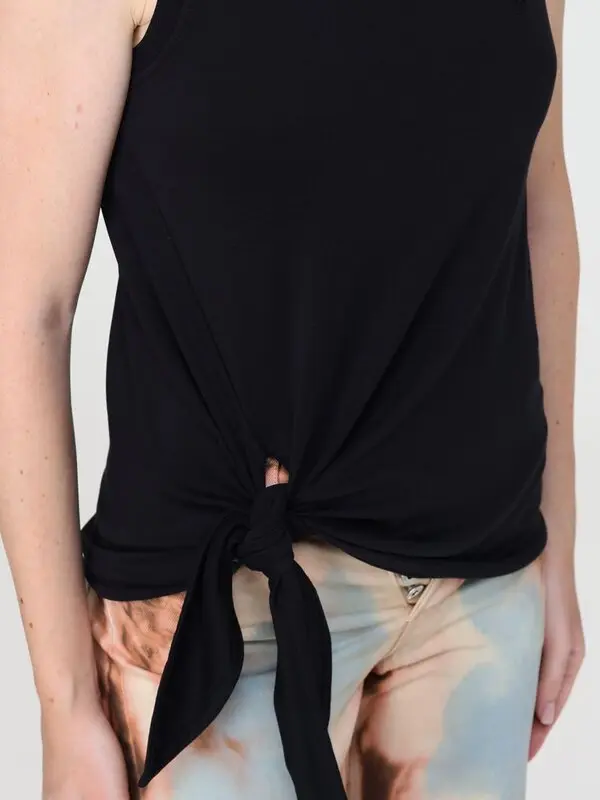 JW Anderson Sleeveless Cotton Top With Tie Detail - Black