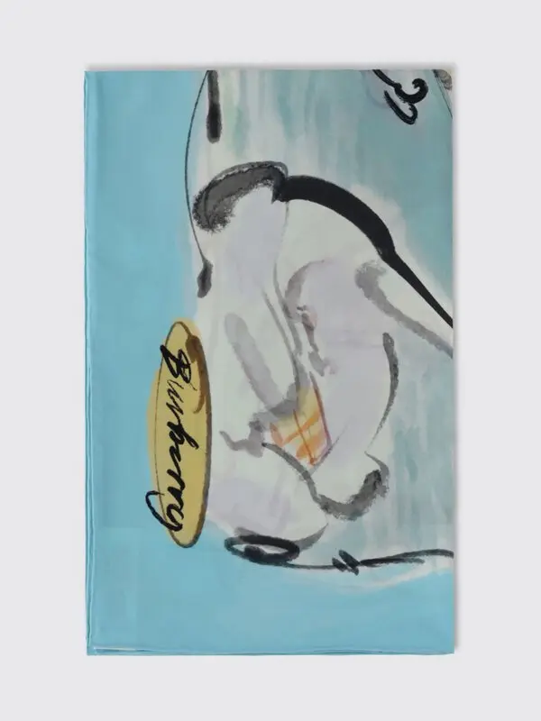 Burberry Square Silk Foulard With Graphic Print And Logo - Sky