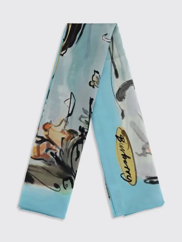 Burberry Square Silk Foulard With Graphic Print And Logo