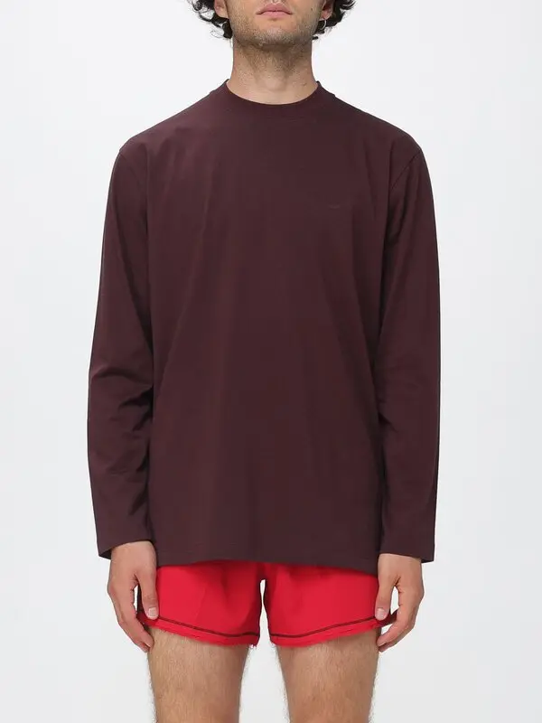 Y3 Long-sleeved Cotton T-shirt With Contrast Logo And Dropped Shoulders