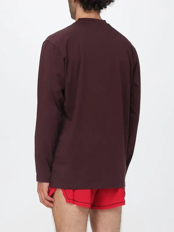 Y3 Long-sleeved Cotton T-shirt With Contrast Logo And Dropped Shoulders