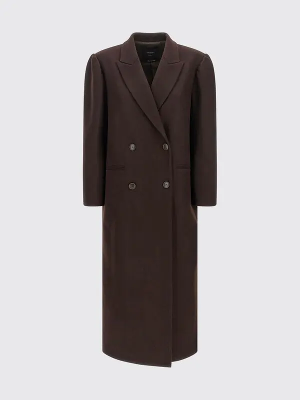 TWINSET Double-breasted Long Wool-blend Coat With Peak Lapels