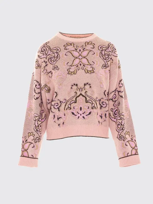 TWINSET Floral Pattern Wool & Cashmere Blend Jumper - Pink
