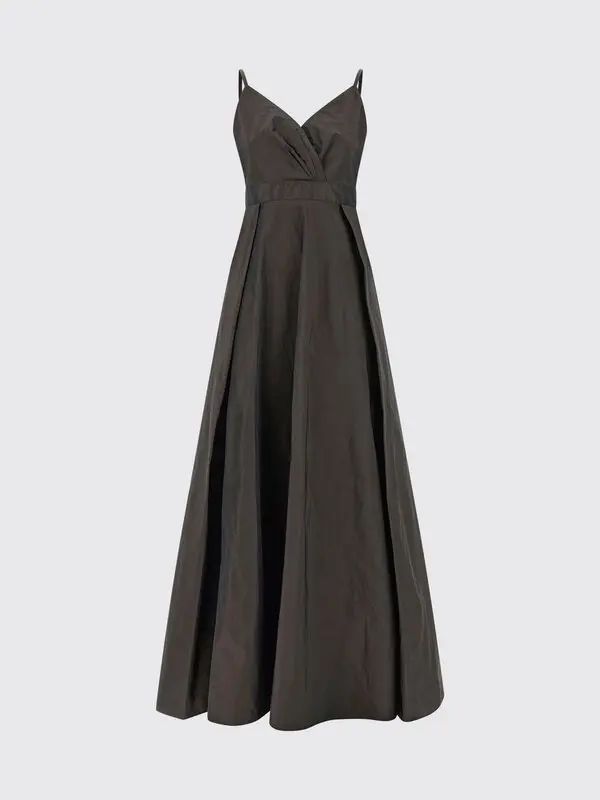 Pinko Taffeta Off-the-shoulder V-neck Evening Gown - Brown