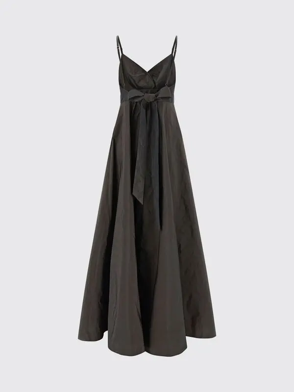 Pinko Taffeta Off-the-shoulder V-neck Evening Gown - Brown