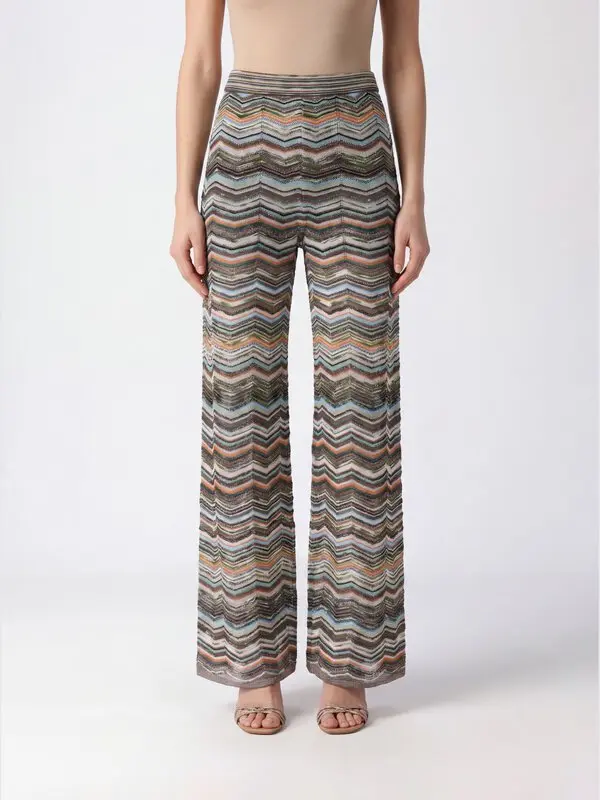 Missoni Wide-leg Viscose Knit Trousers With Zig-zag Pattern