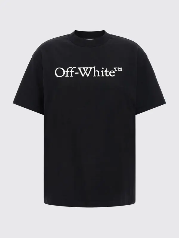 Off-White Slim Fit Cotton T-shirt With Logo Print And Dropped Shoulders - Black