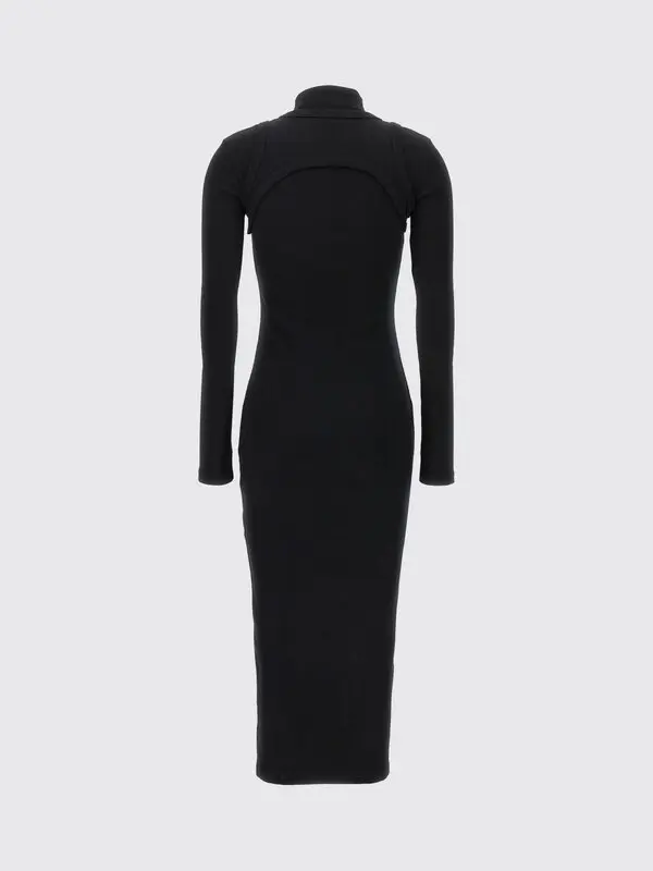 Off-White Cotton Knit Sheath Midi Dress