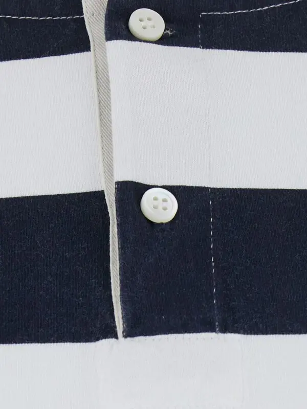 Jacquemus Striped Long-sleeved Cotton T-shirt With Two-button Neckline