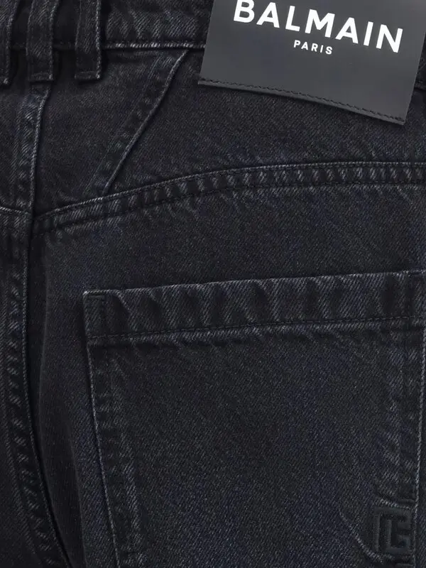 Balmain Straight Fit Five-pocket Cotton Denim Jeans