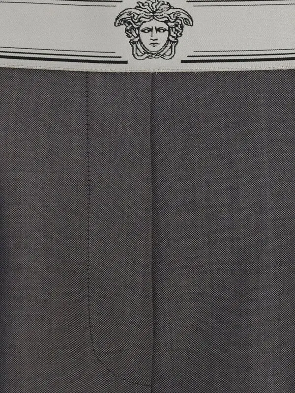 Versace Wool-blend Pleated Wide-leg Trousers - Grey
