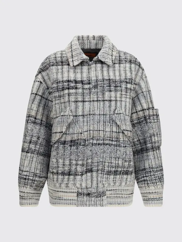 Missoni Wool Knit Bomber Jacket With Abstract Pattern And Zip Closure