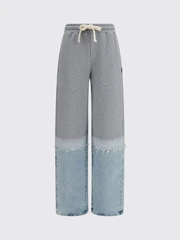 HAIKURE Cotton Denim Jogging Trousers With Abstract Bicolour Pattern - Blue