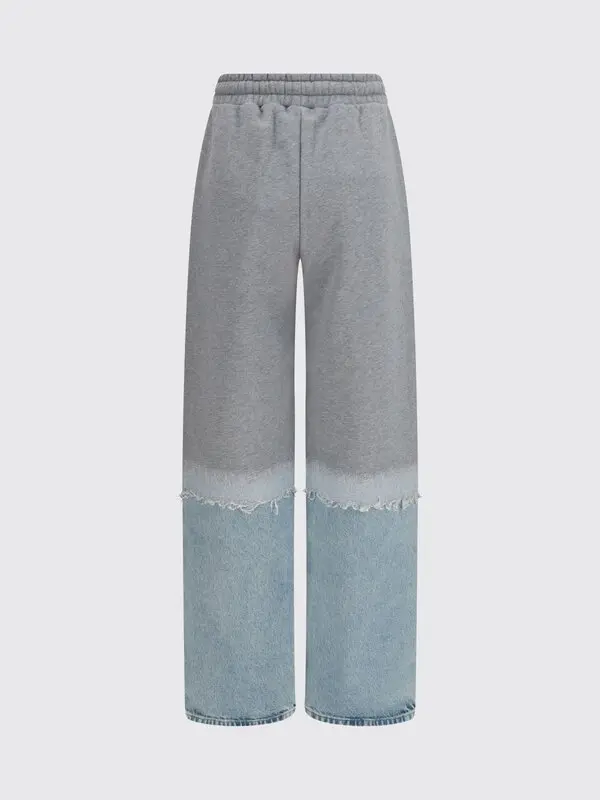 HAIKURE Cotton Denim Jogging Trousers With Abstract Bicolour Pattern - Blue