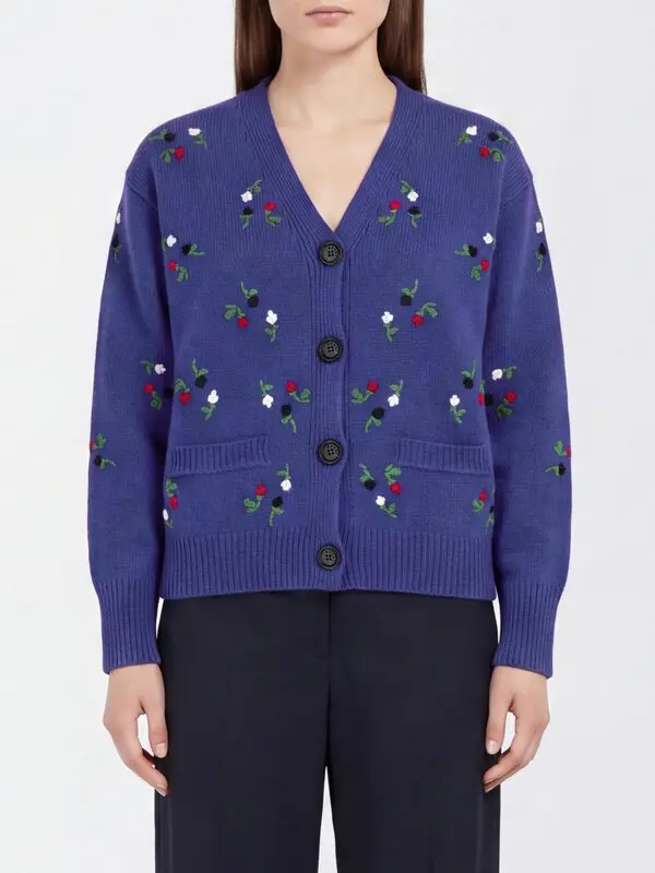 Marni Virgin Wool And Cashmere Cardigan With Floral Embroidery