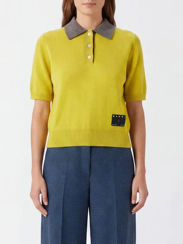 Marni Knitted Pure Cashmere Polo Shirt - Yellow