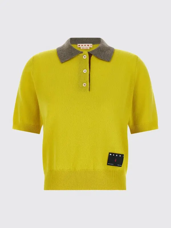 Marni Knitted Pure Cashmere Polo Shirt - Yellow