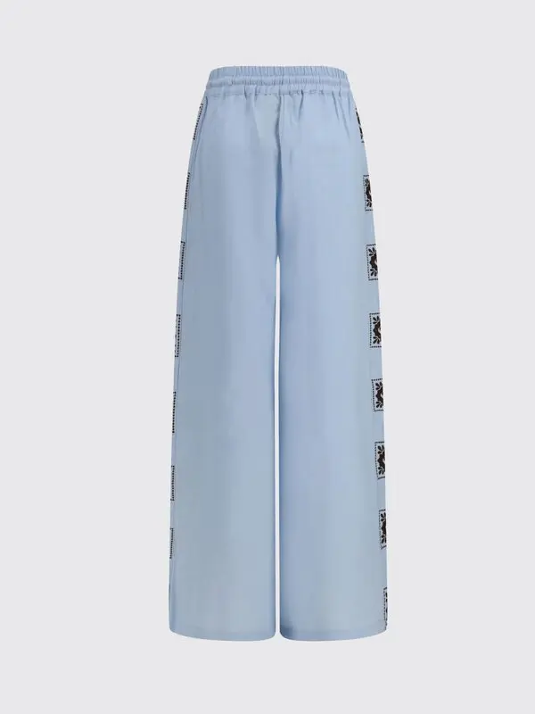 ALEMAIS Grace Linen Wide-leg Trousers With Ethnic Print