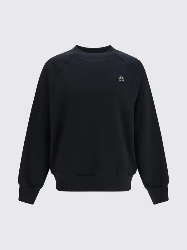 Moose Knuckles Crew Neck Cotton Jumper With Contrast Logo - Black