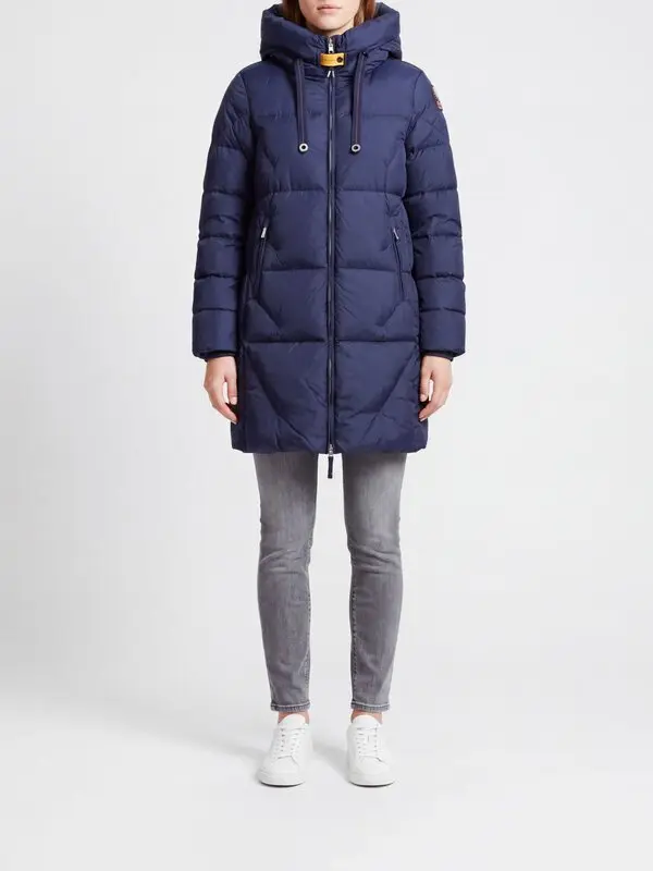 PARAJUMPERS Long Quilted Down Jacket With Hood - Navy