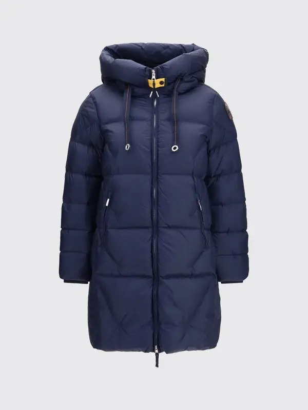PARAJUMPERS Long Quilted Down Jacket With Hood - Navy
