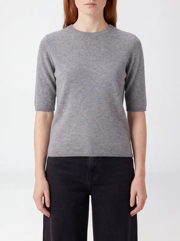 Fabiana Filippi Short-sleeved Crewneck Wool Blend Jumper - Grey