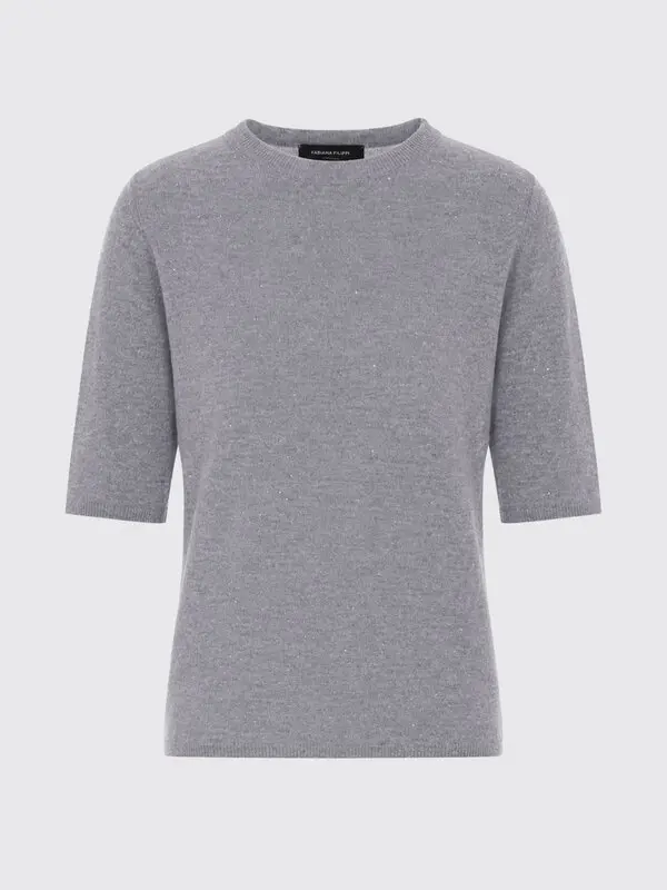 Fabiana Filippi Short-sleeved Crewneck Wool Blend Jumper - Grey
