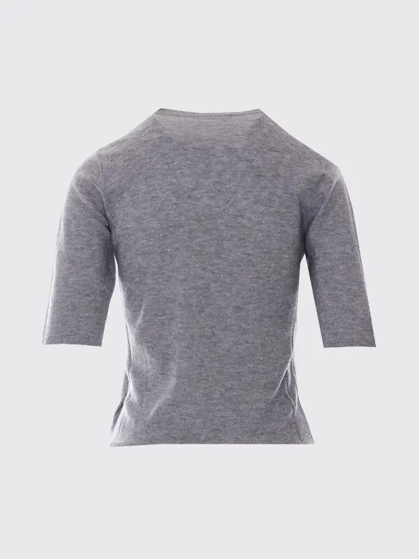 Fabiana Filippi Short-sleeved Crewneck Wool Blend Jumper - Grey
