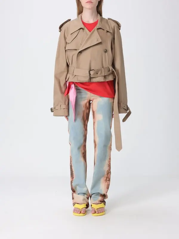 JW Anderson Double-breasted Cropped Cotton Trench Coat With Belt