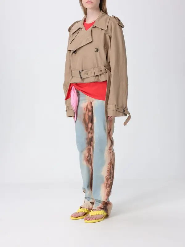 JW Anderson Double-breasted Cropped Cotton Trench Coat With Belt