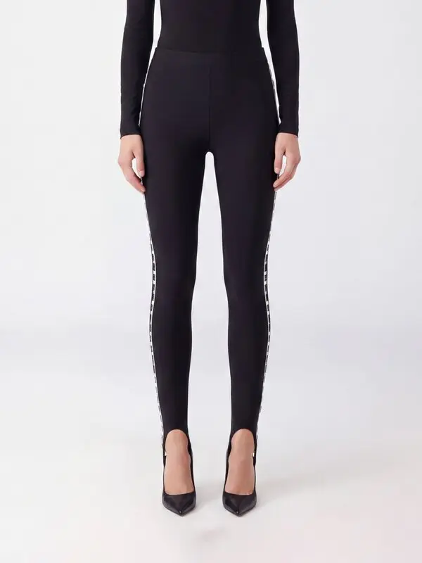 Moschino Skinny-fit Stretch Technical Fabric Leggings With Side Bands