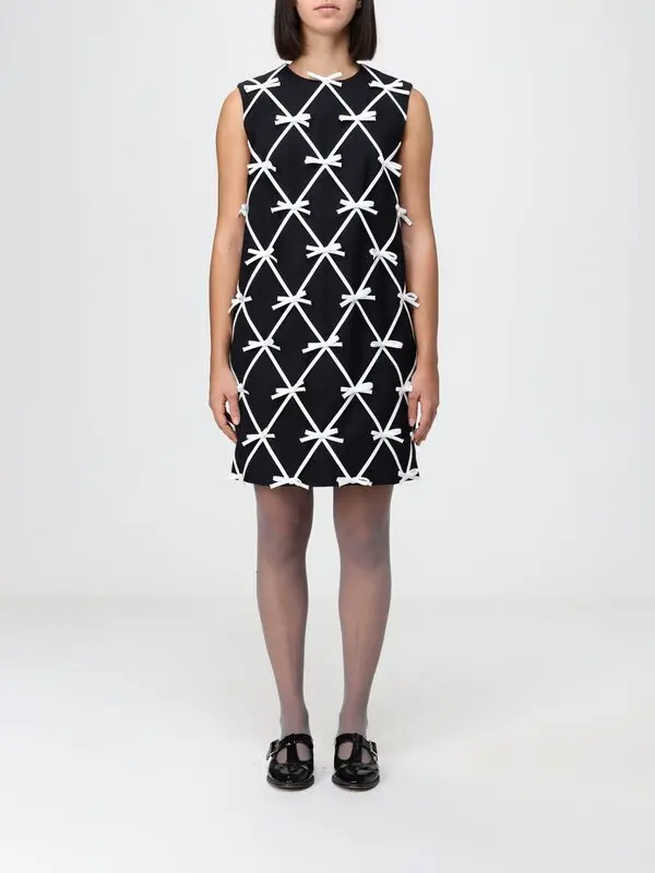 Moschino Bow-embellished Virgin Wool Mini Sheath Dress - Black