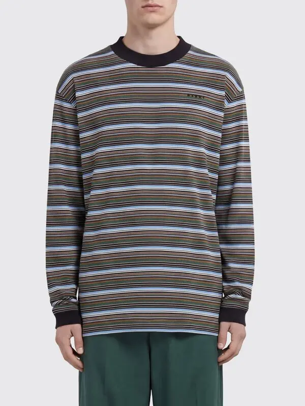 Marni Striped Long-sleeved Cotton T-shirt