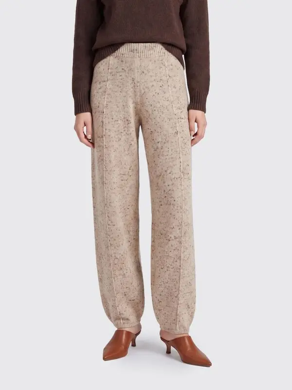 Fabiana Filippi High-waisted Straight-leg Knit Trousers In Wool Blend - Beige