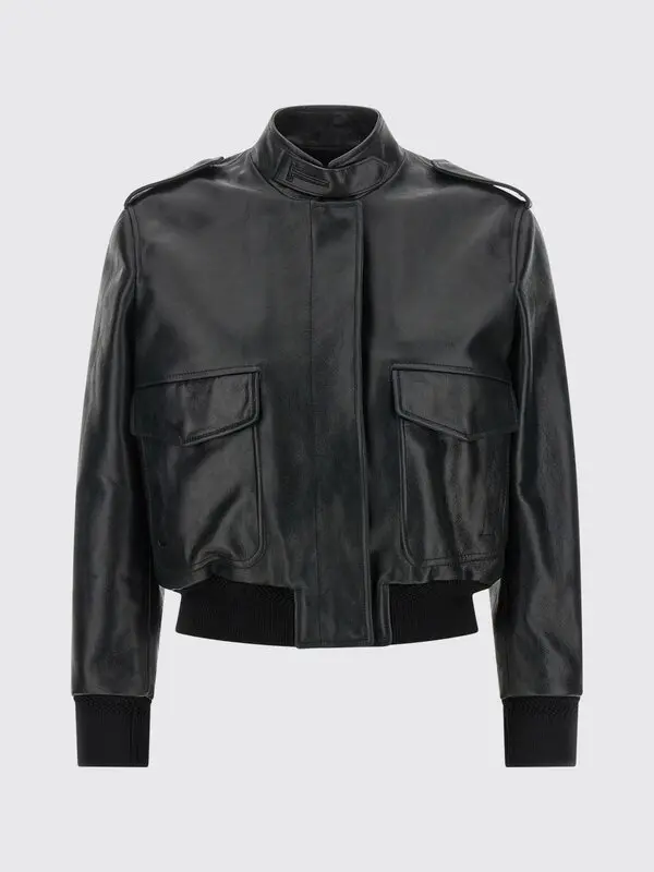 TOM FORD Lambskin Leather Bomber Jacket With High Neck And Epaulettes