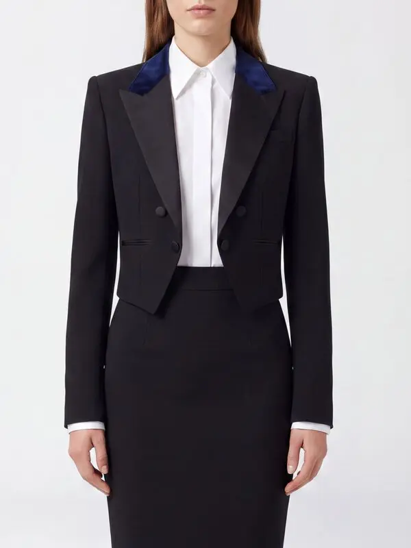 TOM FORD Wool Tuxedo Blazer With Velvet Peak Lapels - Black
