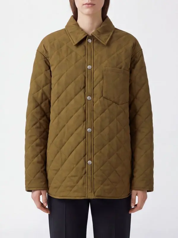 A.p.c. Quilted Wool Blend Shirt Jacket With Classic Collar - Green