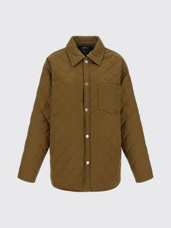 A.p.c. Quilted Wool Blend Shirt Jacket With Classic Collar