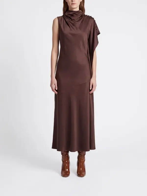 Pinko Asymmetrical One-shoulder Satin Midi Ceremony Dress