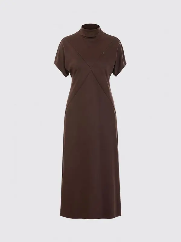 Pinko Kangoo High Neck Short-sleeved Midi Sheath Dress In Satin