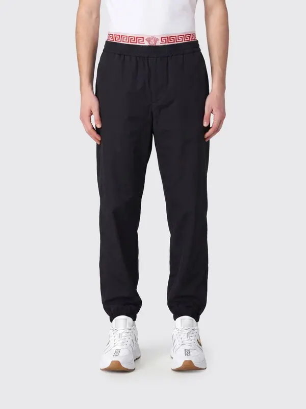 Versace Technical Fabric Jogging Trousers With Greca Logo Elasticated Waistband