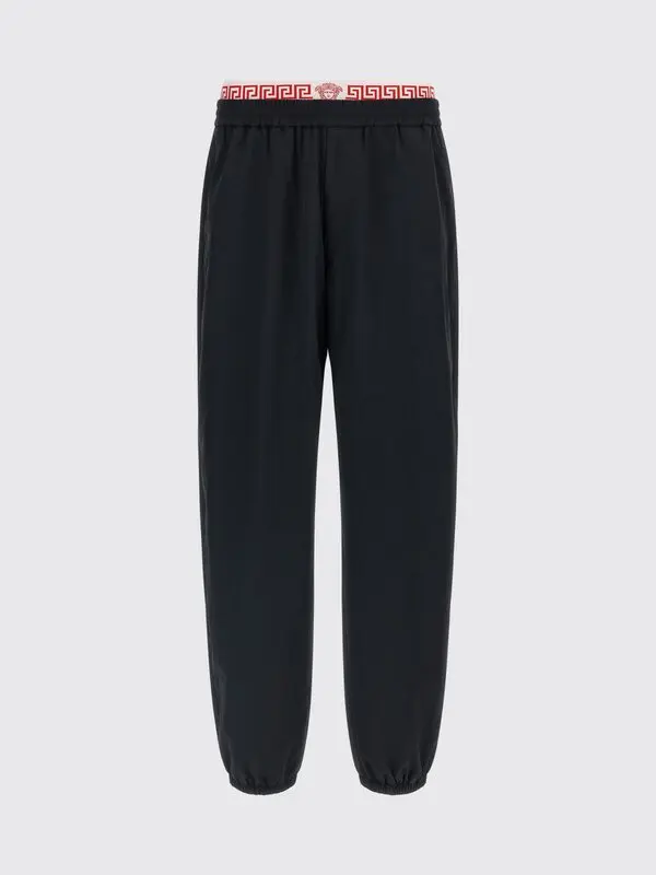 Versace Technical Fabric Jogging Trousers With Greca Logo Elasticated Waistband